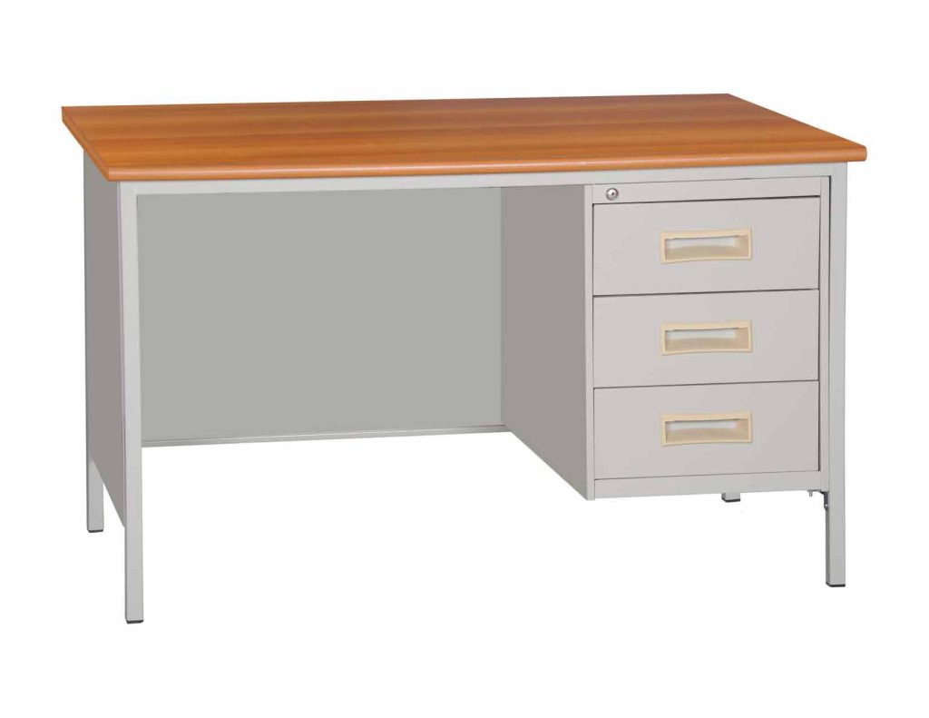 Nat Metal Study Table With 3 Drawers - Spacemaster Office Furniture Dubai